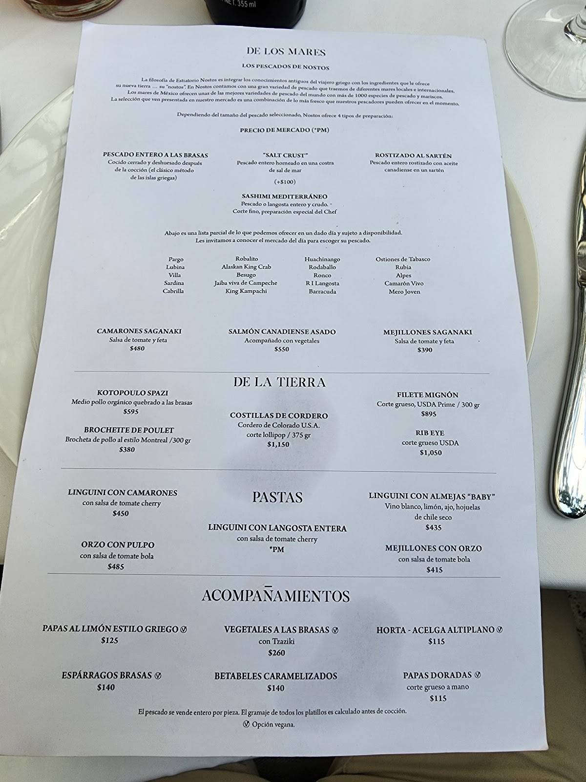 Меню ресторана Estiatorio Nostos (Lomas), Сьюдад Лопес Матеос