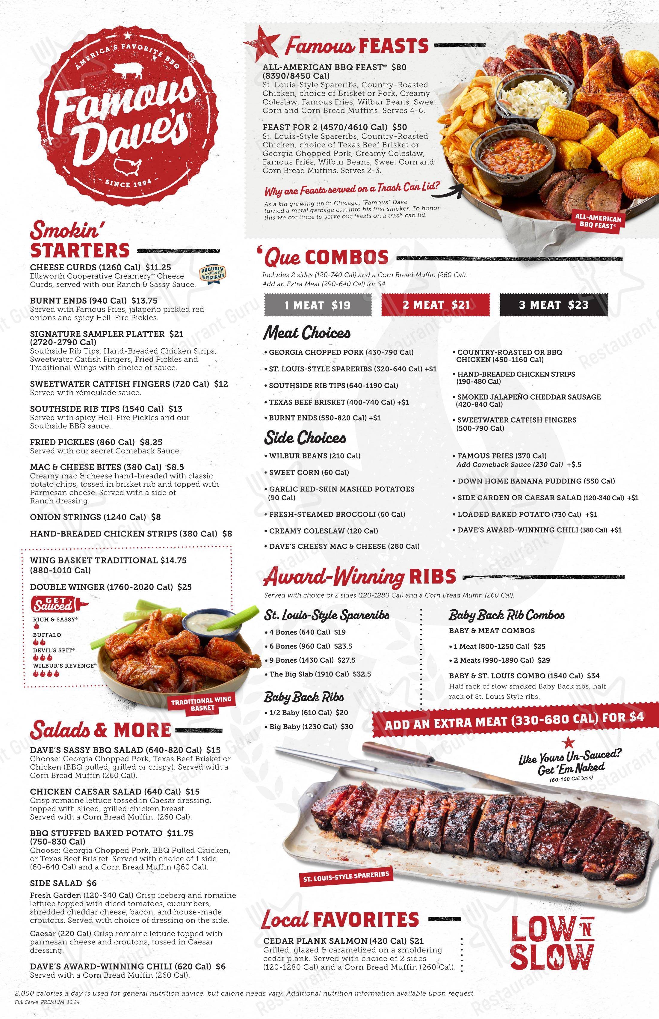 Меню Famous Dave's Bar-B-Que, Чандлер, W Frye Rd