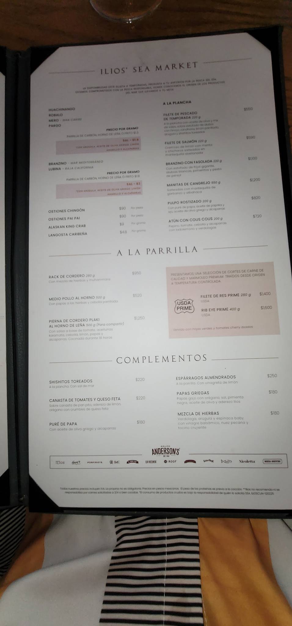 Меню Ilios Greek restaurant in Cancun, Канкун