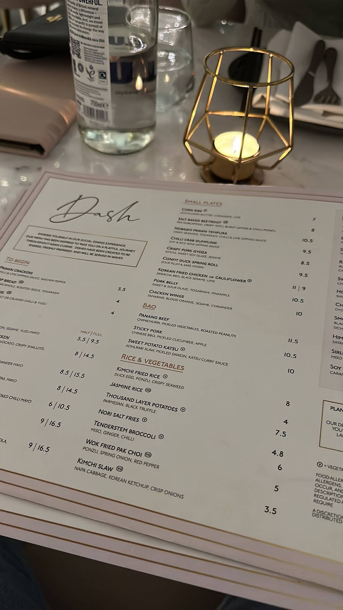 Меню Dash Restaurant & Bar Liverpool, Ливерпуль