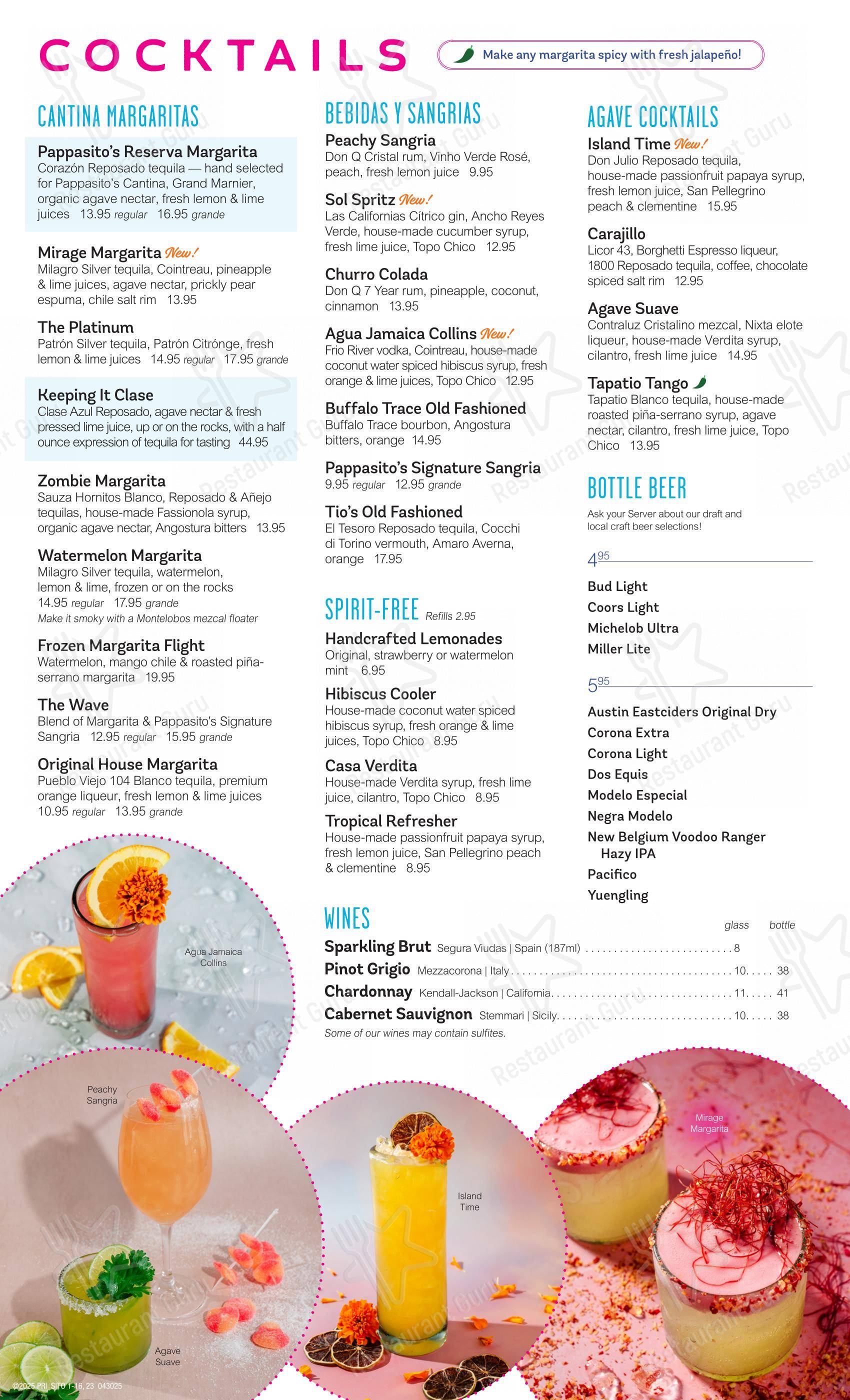 Меню ресторана Pappasito's Cantina, Хамбл, FM 1960