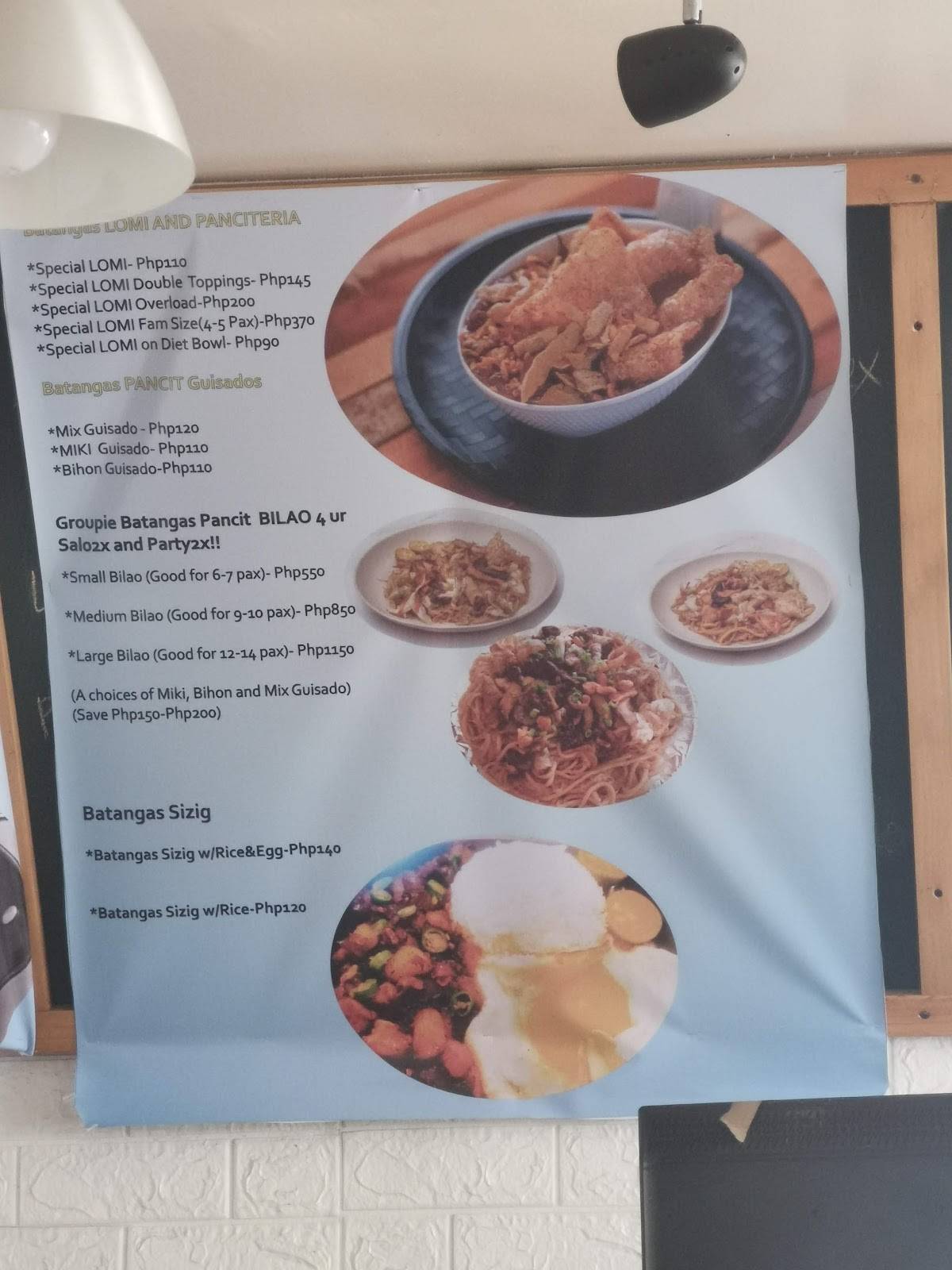 Меню ресторана Mayora’s Authentic Batangas LOMI and Panciteria, Себу