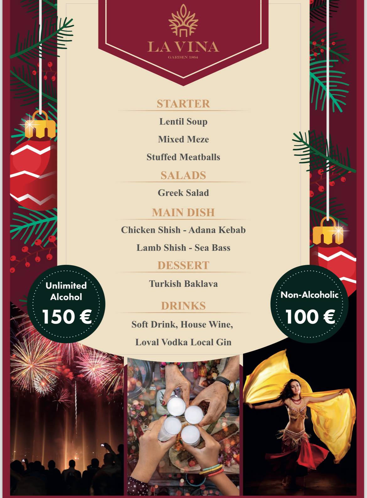 Меню La Vina Garden 1864 Restaurant, Стамбул