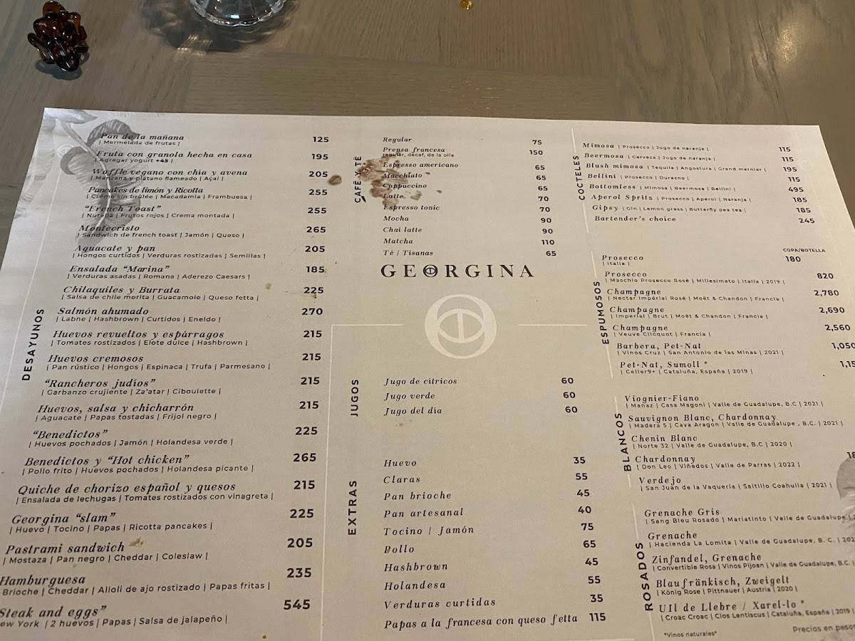Меню Georgina Restaurante, Тихуана