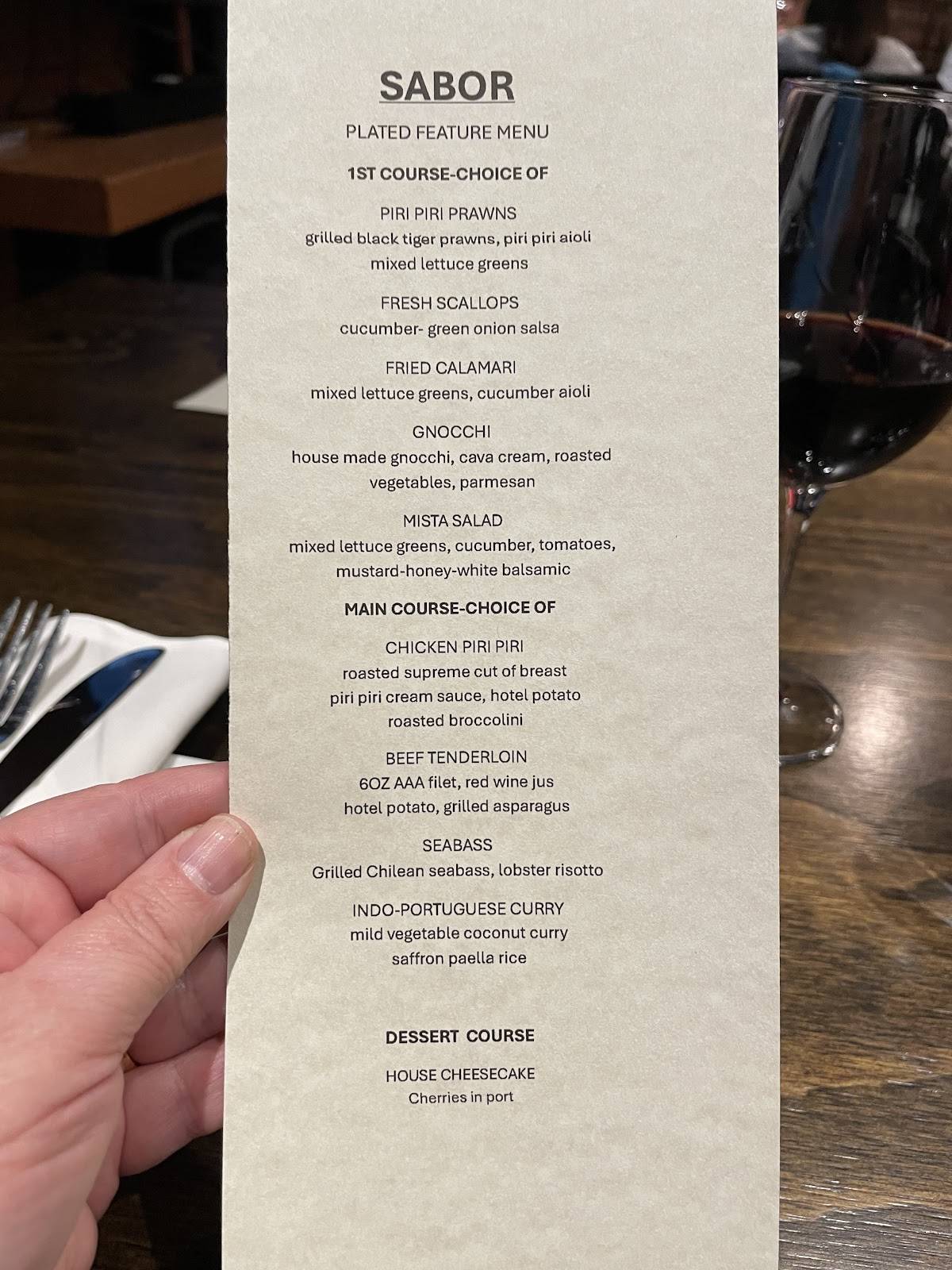 Меню Sabor Restaurant, Эдмонтон